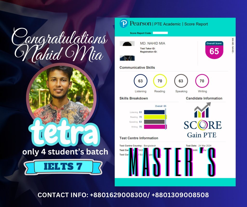 Scoregain PTE – Best PTE & IELTS Coaching in Bangladesh – Be Topper in PTE & IELTS Exam